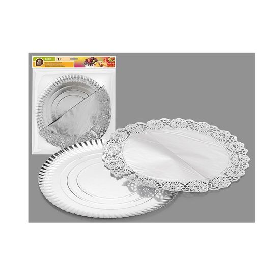 PLAT ROND 30CM AVEC DENTELLE - ARGENT Gris, Argent - Cdiscount Maison