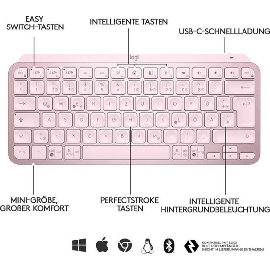 Logitech MX Keys Clavier Sans Fil Rétroéclairé Rose - Cdiscount ...