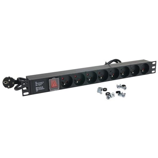 Multiprise 8 prises rackables 19" avec interrupteur, cordon 1,80 m ...