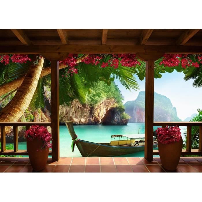 Papier Peint Intissé Mural Mer Des Caraïbes Moderne Toison Salon ...