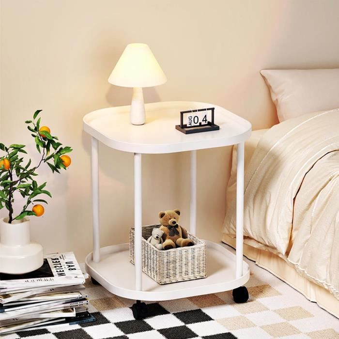 Table d'appoint à roulettes à 2 niveaux pour canapé pouvant déplacer ...