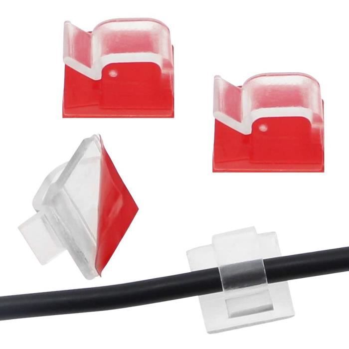 100 Pièces Attache-Câbles Autocollants Clips Câbles Adhésifs Câble de ...