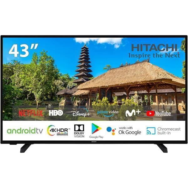 Téléviseur Hitachi 43HAK5450 avec écran 43" Direct LED UHD 4K HDR, 3840 ...