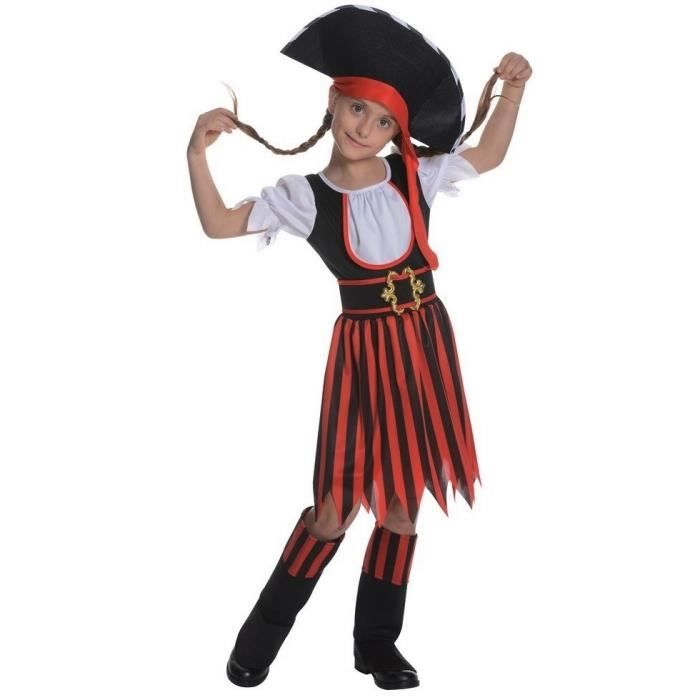 Déguisement pirate fille - PTIT CLOWN - Taille 5 à 6 ans - Rouge ...