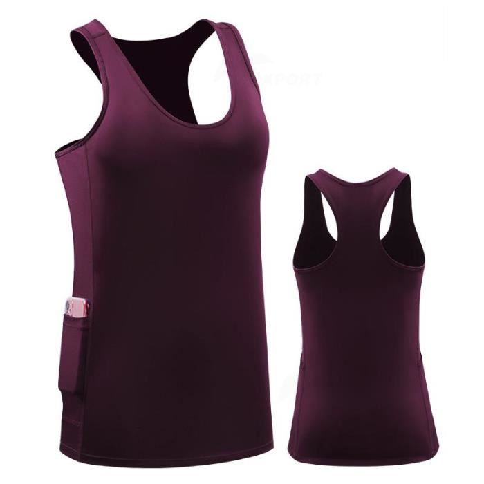 Gilet sans manches - Femme - Rouge vin - Fitness - Respirant ...