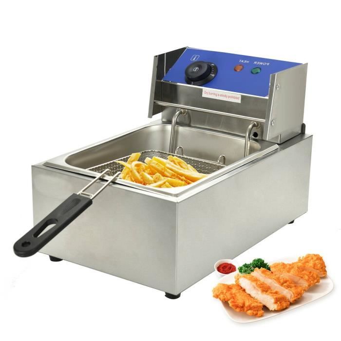 Friteuse Électrique 6L en Inox Jusqu'à 200°C avec Panier et Cuve ...