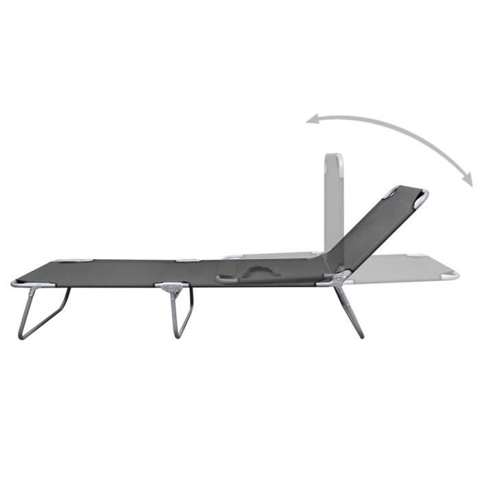TRANSAT - UMR - Gris Chaise longue pliable - avec dossier réglable Gris ...