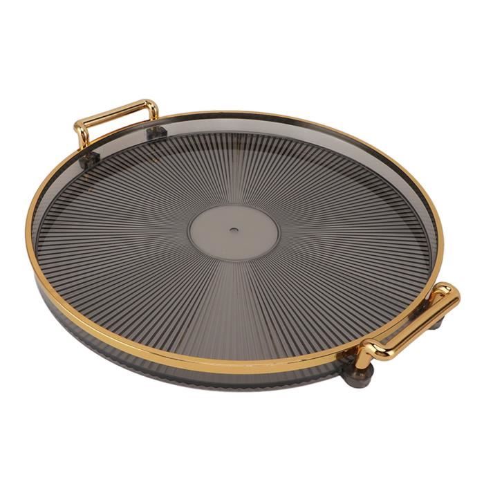 Plateau de service rond Plateau rond avec poignée dorée, élégant ...