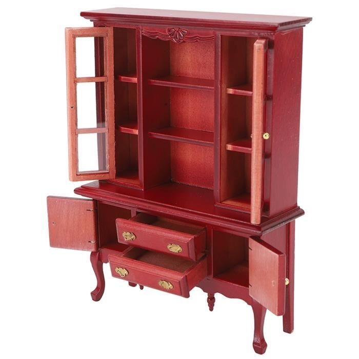 Vvikizy Armoire de maison de poupée Armoire miniature en bois à l'échelle 1/12 pour maison de ...