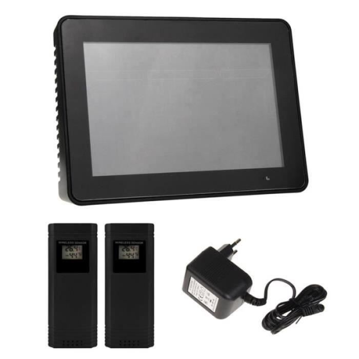 STATION METEO - BAROMETRE Horloge météo numérique sans fil avec 2 capteurs Thermomètre ...