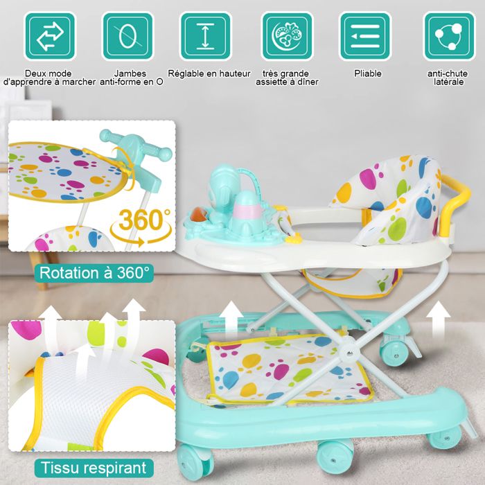 JEOBEST Marchette Trotteur Pliable pour Bébés de 6 Mois à 12 Mois ...