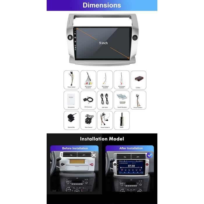 Autoradio Stéréo 9 Pouces Gps Navi Pour Citroen C4-C-Triomphe-C-Quatre ...