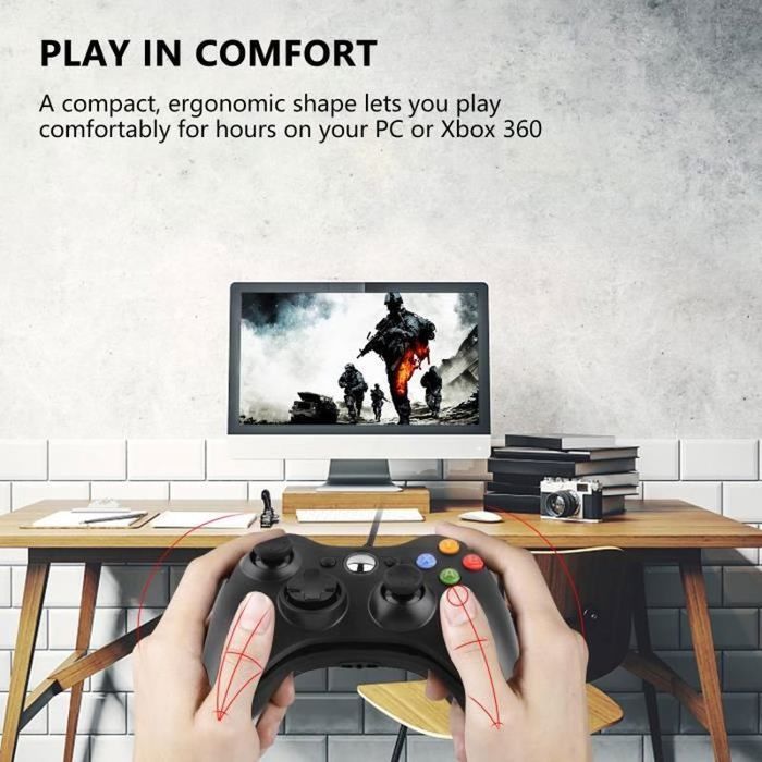 MANETTE JEUX VIDEO Manette filaire Pour Xbox 360 Microsoft Windows ...