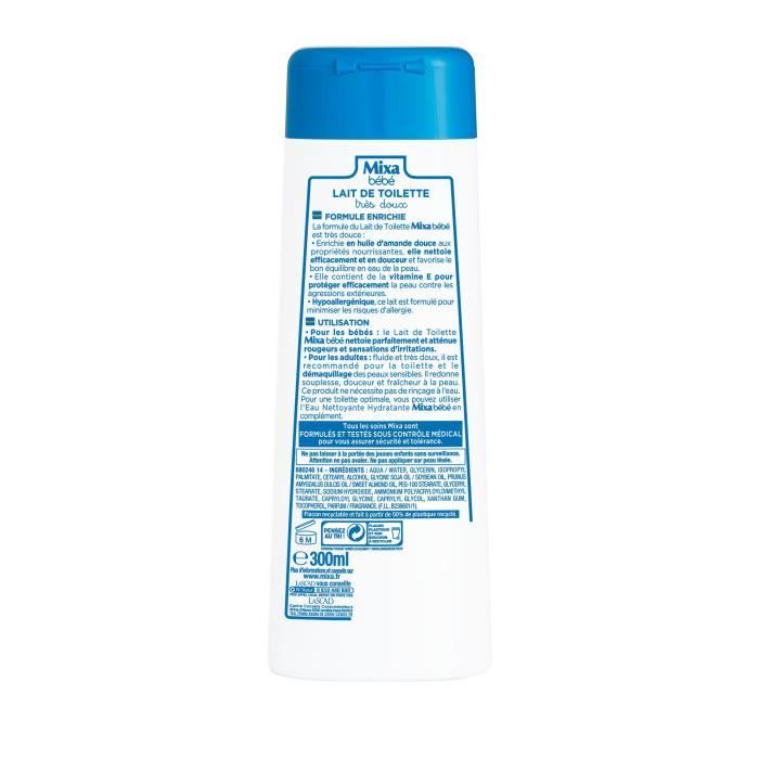 Lait de toilette - MIXA BEBE - Très Doux - 300 ml - Hypoallergénique ...