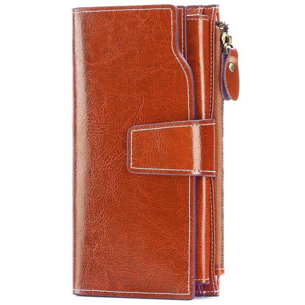 Portefeuille Femme Cuir Grande Capacite Porte Monnaie RFID Blocage,Porte-chéquiers Fermeture ...