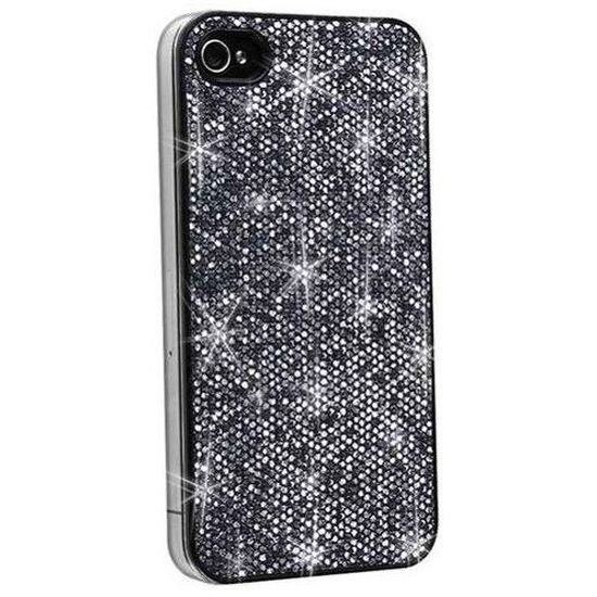 Coque iPhone 4/4S Brillante STRASS Couleur NOIR - Cdiscount Téléphonie