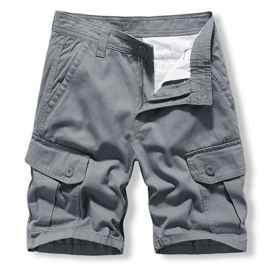 Short Homme 100% Coton Multi-poche Cargo Shorts Homme Décontractée ...