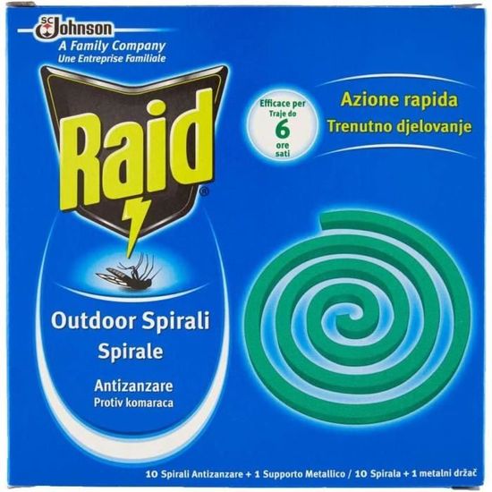 Raid Spirales Antimoustiques pour extérieur Format court 24 paquets de ...