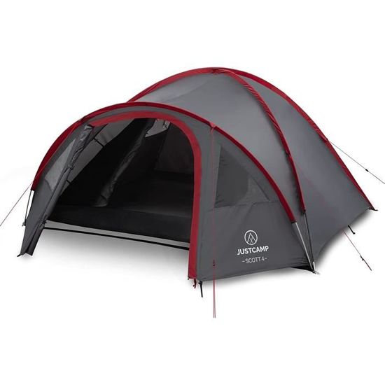 Justcamp Scott Tente Camping 4 Personnes, Tente Igloo, Vestibule ...