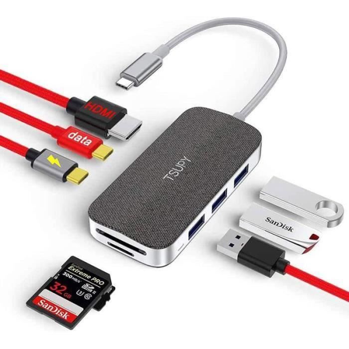 Hub usb c 8 en 1 adaptateur usb c avec double usb c portspddatahdmi ...
