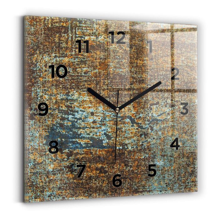 Decortapis Horloge murale en verre, Horloge Carré 30cm Texture de métal ...