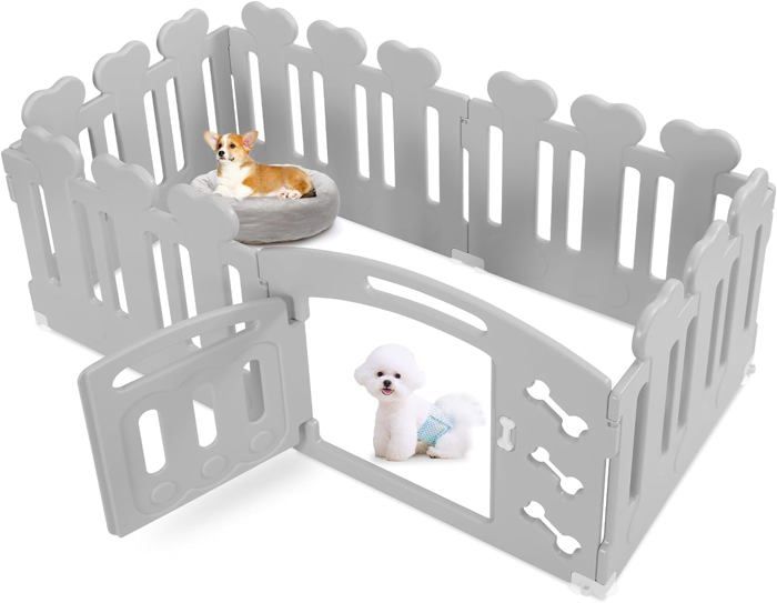 Parc pour Chien de 60 cm de Haut, Plastique Parc Chien 5+1 Panneaux ...