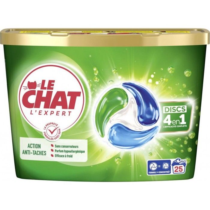 LE CHAT Capsules Lessive 4en1 Discs Anti-Taches 25 capsules - Cdiscount ...