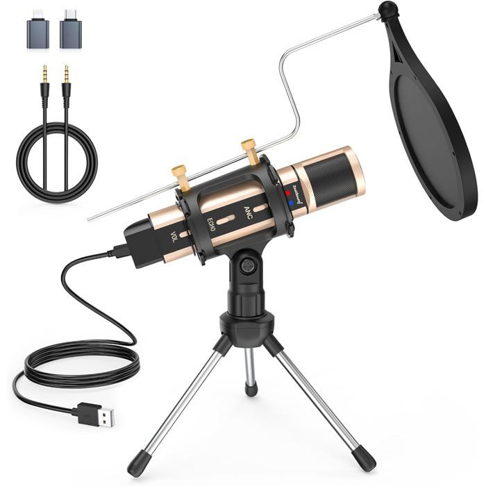 Microphone à Condensateur - ZVVN - K08 - Cardioïde - USB/Type-C/iPhone ...