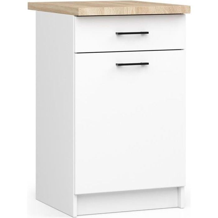 Meuble de cuisine bas AKORD S50 OLIWIA modulable Blanc 50 cm 1 porte 1 ...
