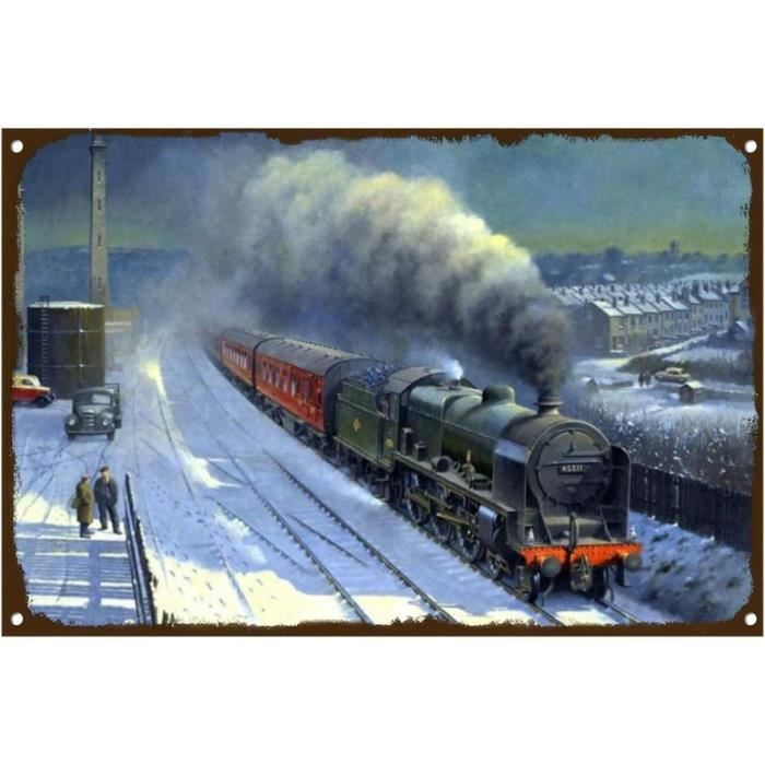 Plaques En Métal Vintage -Train Voie Ferrée,Art Mural Peinture Bar Pub ...