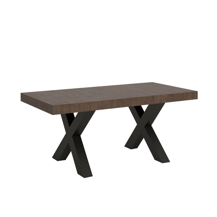 Table extensible 8 à 20 places L 180 à 440 cm bois foncé et pieds métal ...
