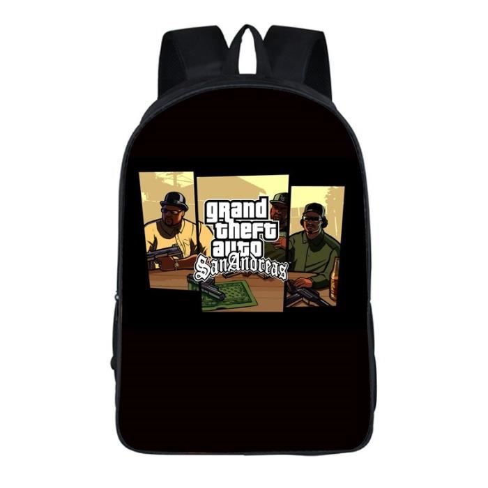 Cartoon Grand Theft Auto GTA5 3D Backpack School Bag Book Bag Zipper ...