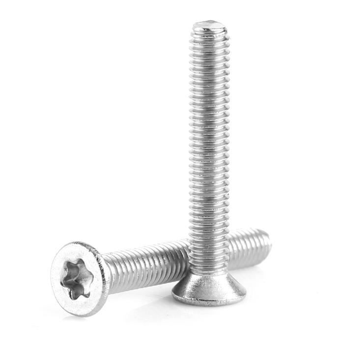 Cikonielf Vis étoile Boulons de vis à métaux à tête plate en acier ...