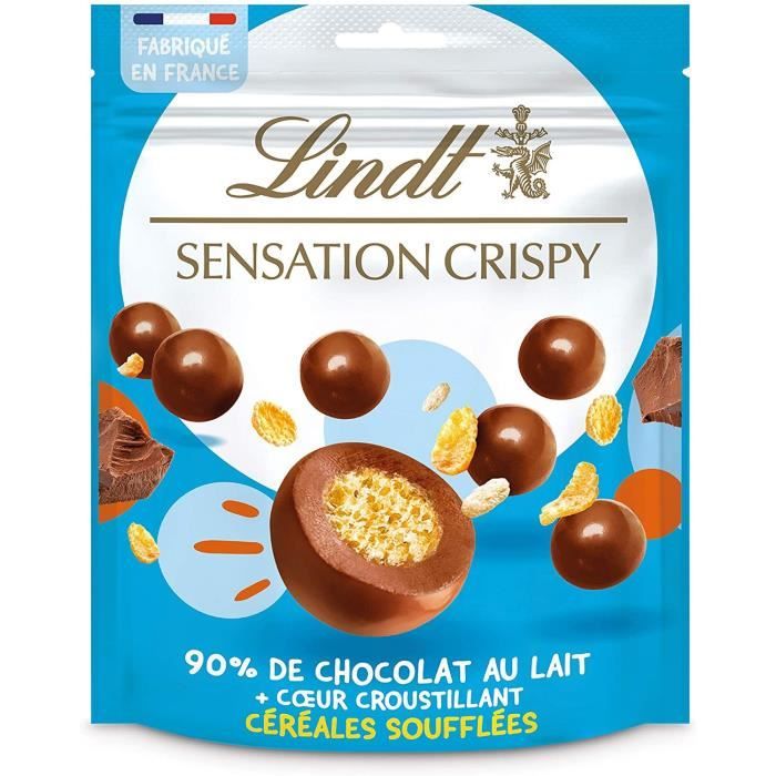 LINDT Sachet Céréales Soufflées SENSATION CRISPY - Chocolat au Lait ...