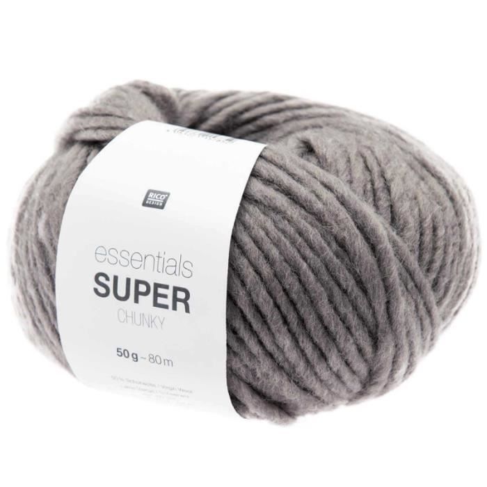 Laine - RICO DESIGN - Essentials Super Chunky - 50g - 50% laine - Gris ...