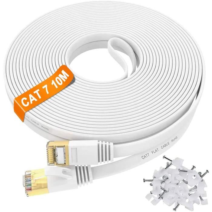 Cable Ethernet 10m Blindé, Cat7 10m RJ45 Cable Réseau Haut Débit ...