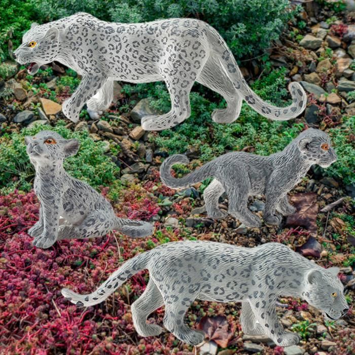YID Figurine Leopard des Neiges PVC Animaux Réaliste Modèle Miniature ...