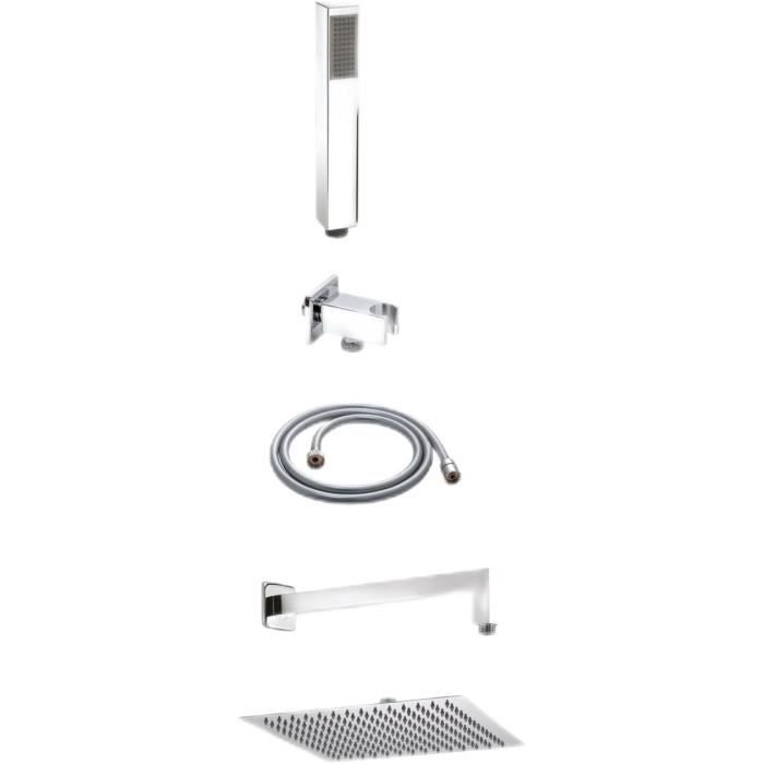 Set de douche carré 5 pièces TRAHOO - High Pro 07 - Finition chromée ...