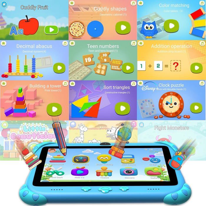 Tablette Enfants,7 Pouces Android Tablette Educative Pour Enfant Avec ...