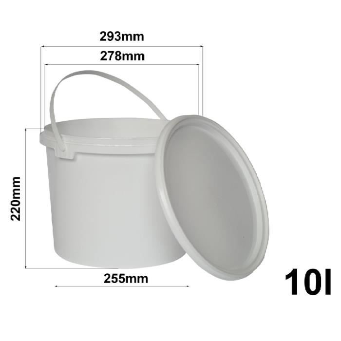 Seau en plastique alimentaire - NIPTER - Modèle 10L - Lot de 3 ...