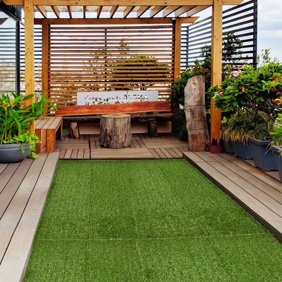 Outsunny Gazon synthétique Artificiel Set de 10 Dalles Carreaux 30 x 30 cm - Cdiscount Jardin