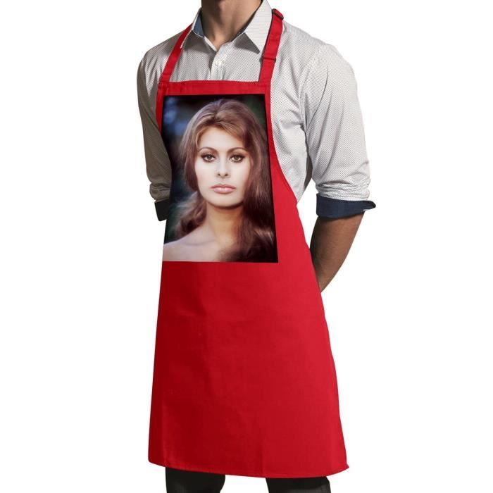 Tablier Cuisine Premium Rouge Sophia Loren Actrice Photo de Star ...
