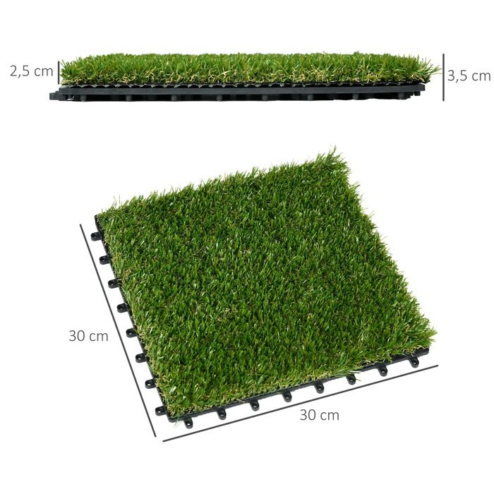 Outsunny Gazon synthétique Artificiel Set de 10 Dalles Carreaux 30 x 30 cm - Cdiscount Jardin