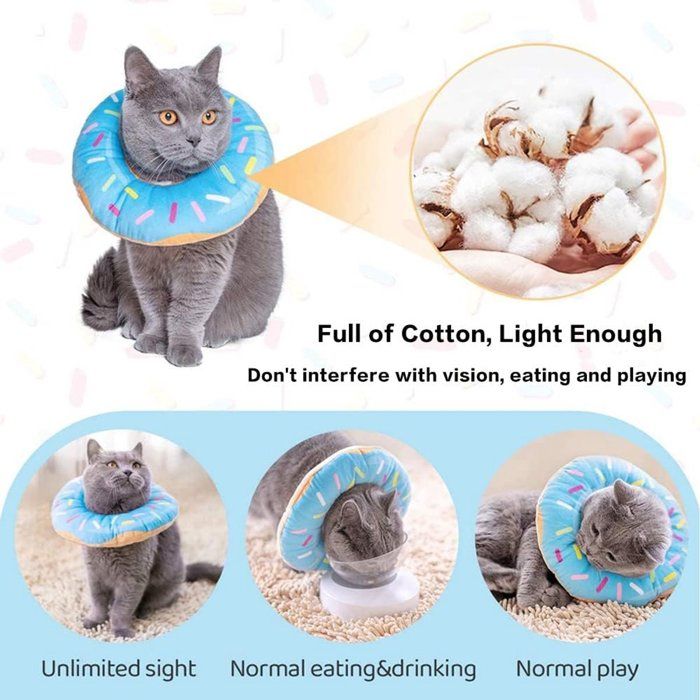 Collerette de protection chat anti-léchage, donut douce réglable M 17 ...