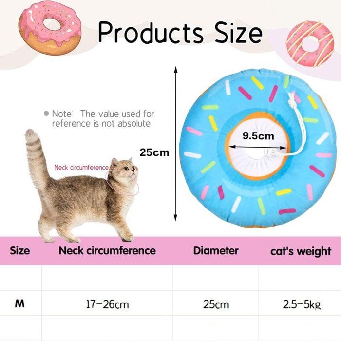 Collerette de protection chat anti-léchage, donut douce réglable M 17 ...
