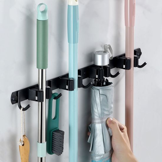 Support À Balai Mural, Porte Balai En Acier Inoxydable Avec 4 ...