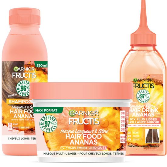 Garnier Fructis Coffret Hair Food et Hair Drink Nourrissant Ananas ...