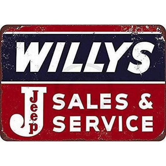 Willys Jeep ventes et service affiche murale en étain panneau d ...