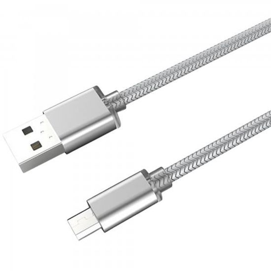 OuiSmart® Câble Rond Micro-USB Nylon Tressé Couleur Argent 2m Charge et ...