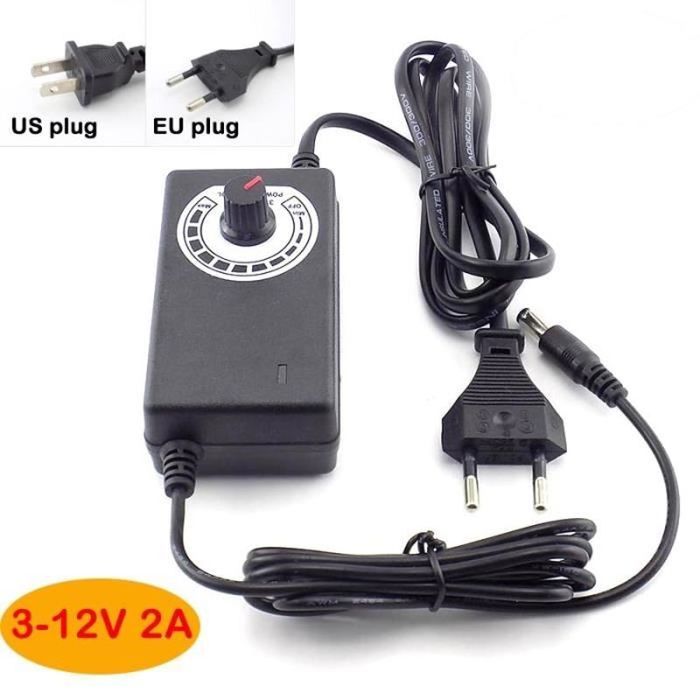 ALIMENTATION ELECTRIQUE - TRANSFORMATEUR - CONVERTISSEUR 3V-12V 2A-EU -Adaptateur réglable ...
